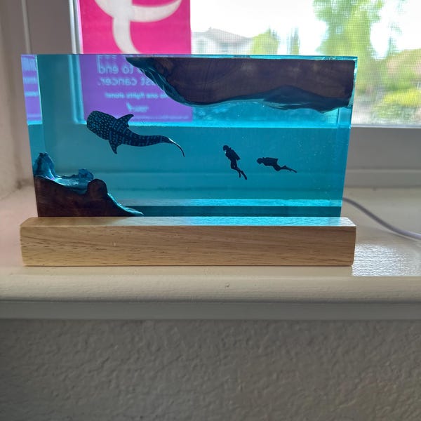 Whale Shark Cube Resin Lamp, Home Decor, Personalized Gifts, Halloween ...