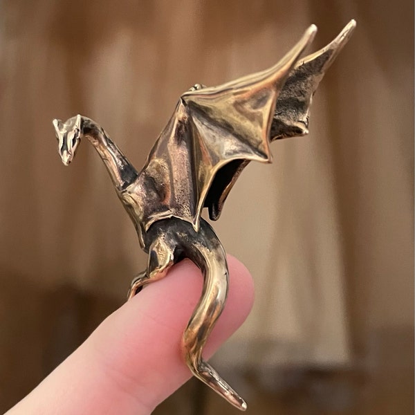 Finger Dragon or Perching Dragon Pendant in Bronze - Etsy