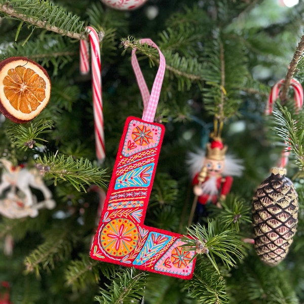 Hand Embroidered Felt Alphabet Ornaments - All Letters Available - Gift ...