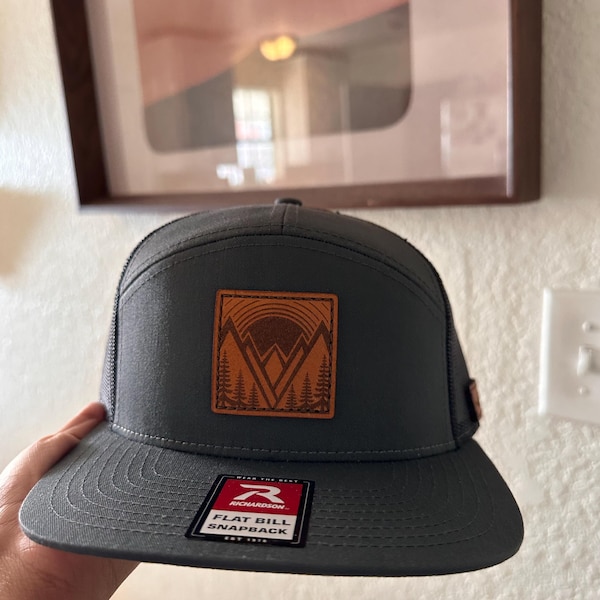 7 Panel Hat - Sewn Real Leather Richardson 168 Flat Bill Mesh Back ...