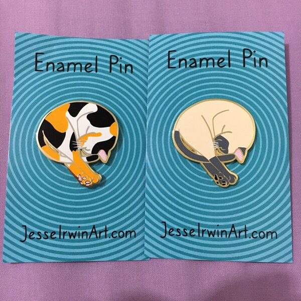 Curled Cat Pins - 14 Colours - 35mm Hard Enamel Pins - Etsy