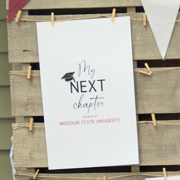 Graduation Printable Sign, My Next Chapter Starts At, Editable ...