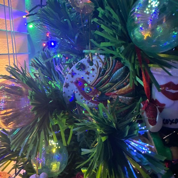 Bird of Many Colors Ceramic Christmas Ornament, Flat Surface Not 3D - Etsy