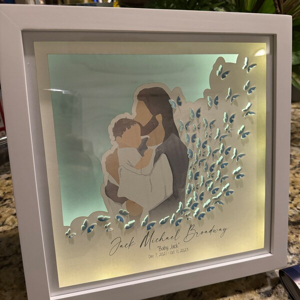 Lighted Shadow Box Art - 3D Safe in the Arms of Jesus - Miscarriage ...