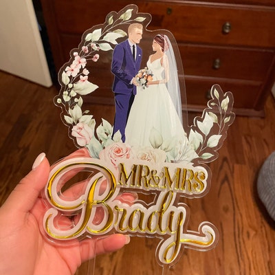 Colorfull Wedding Cake Topper With Personalized Bride and Groom ...