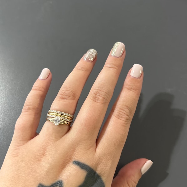 Simple Wedding Ring Set, Minimalist Engagement Ring & Wedding Band for ...