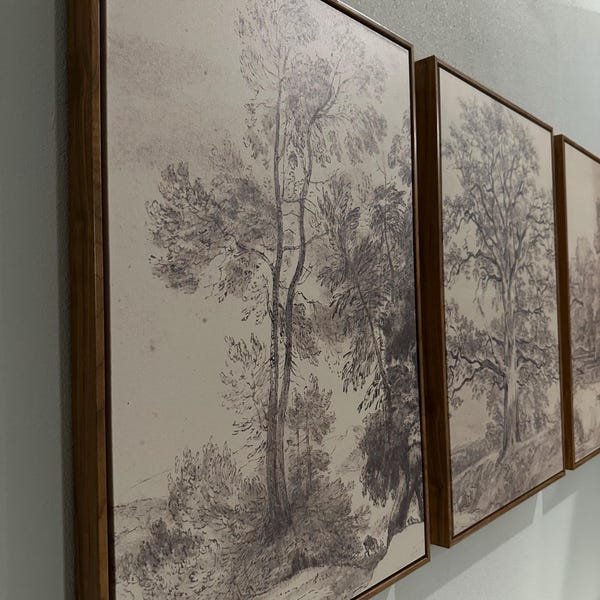 Framed Canvas Tryptic Wall Art Set, Abstract Forest Tree Art Prints ...