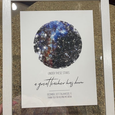 Personalized Gift for Teacher, Alignment of Stars Printable Map, Mentor ...