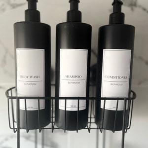 Matt Black Minimal White Label Shampoo and Conditioner Pump Bottles ...