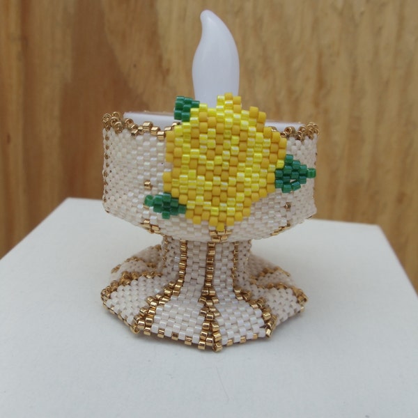 Rose Bowl Beaded Tea-light Holder Pattern, Instructions, .pdf Tutorial ...
