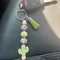 Beaded Chevron Print Keychain Bracelet, Keychain Wristlet, Keychain for ...