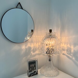 Princess House Crystal Lamp Etched Cut Glass Pedestal and Shade in Cord ...