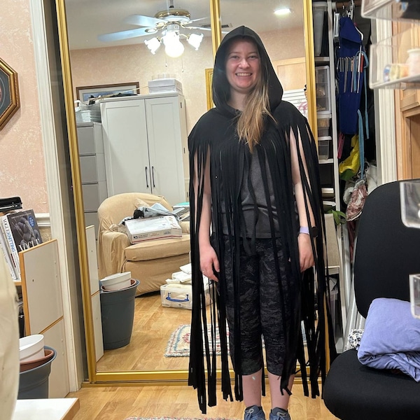 Black Mistcloak~ Melton Wool Mistcloak~ Tassel Hooded Cape Cloak ...