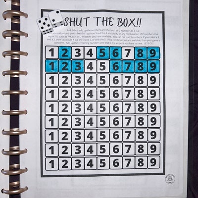 Shut the Box Savings Challenge INSTANT DOWNLAD - Etsy