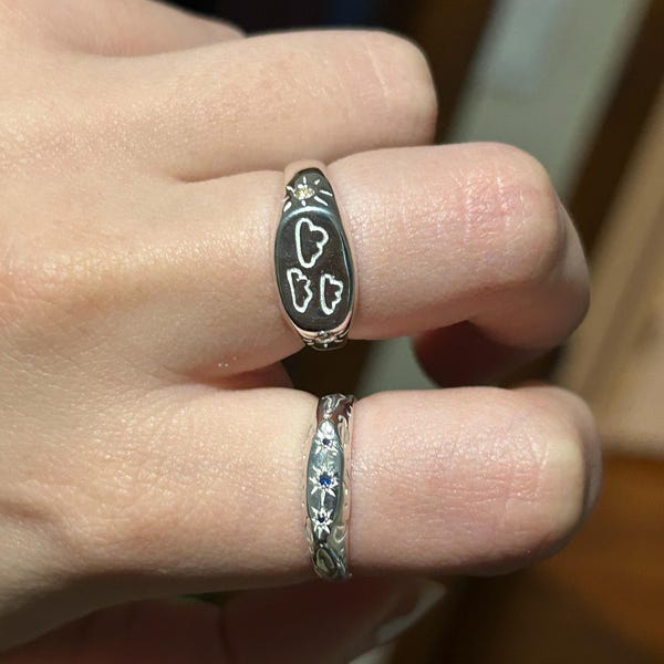 Blue Sapphire Celestial Ring - Silver Signet Ring - Etsy