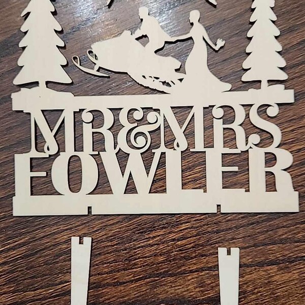 Snowmobile Wedding Cake Topper | Winter Couple Wedding Cake Topper ...
