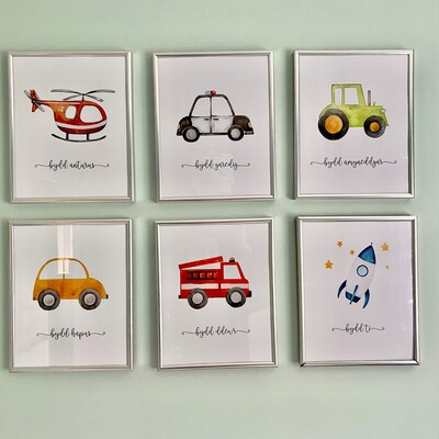 Personalised Vehicle Nursery Prints, Construction Baby Boy Room Decor ...