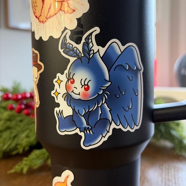Kewpie Mothman Sticker, Halloween Kewpie, Mothman Sticker, Kewpie Doll ...