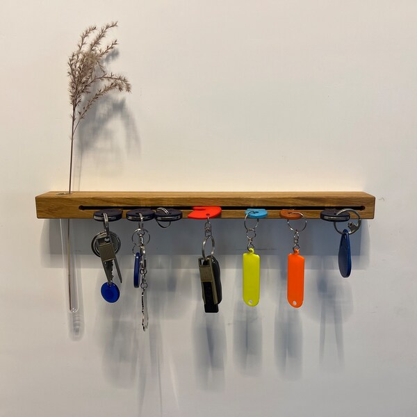 Wooden Key Holder With Vase for Flowers I Key Hooks Wall Decoration ...