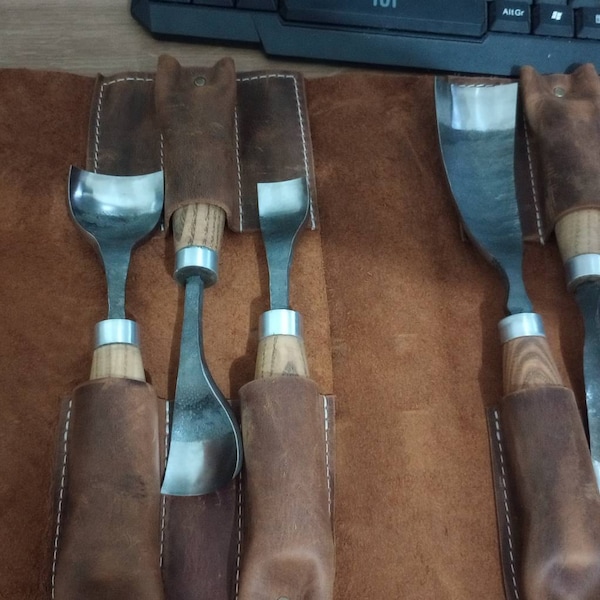 Curved Adze With Leather Case. Wood Carving Tool. Camping Axe ...