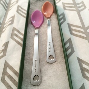 Personalized Baby Spoons, Set of 2 Custom Baby Girl Spoons, Engraved ...
