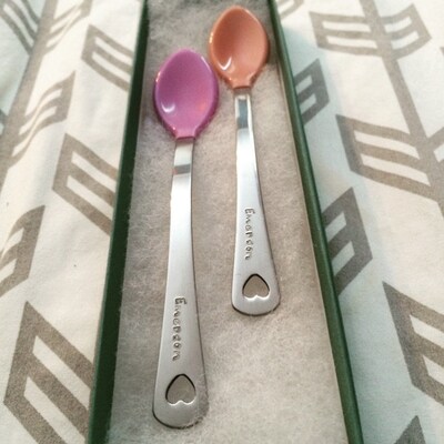 Personalized Baby Spoons, Set of 2 Custom Baby Girl Spoons, Engraved ...
