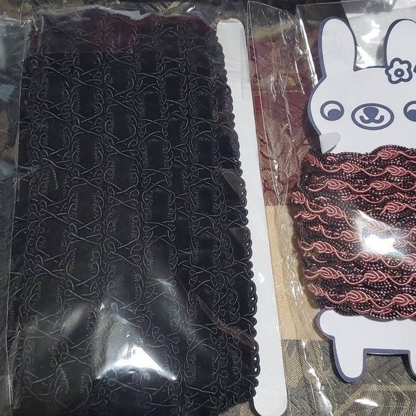 5 Yards 5/8" Black Braid With Velvet Ribbon Inserted, Black Braid Trim ...