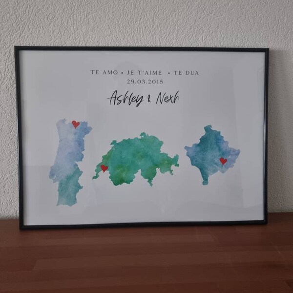 Custom Love Map Printable, Long Distance Relationship Map, Long ...