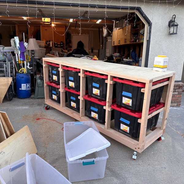 Mobile Storage Bin for Garage Kit / 27 Gallon Shelf on Wheels / Trendy ...