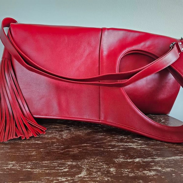 Mustard Leather Tote Unique Leather Slouchy Handbag Oversized Hobo Bag ...