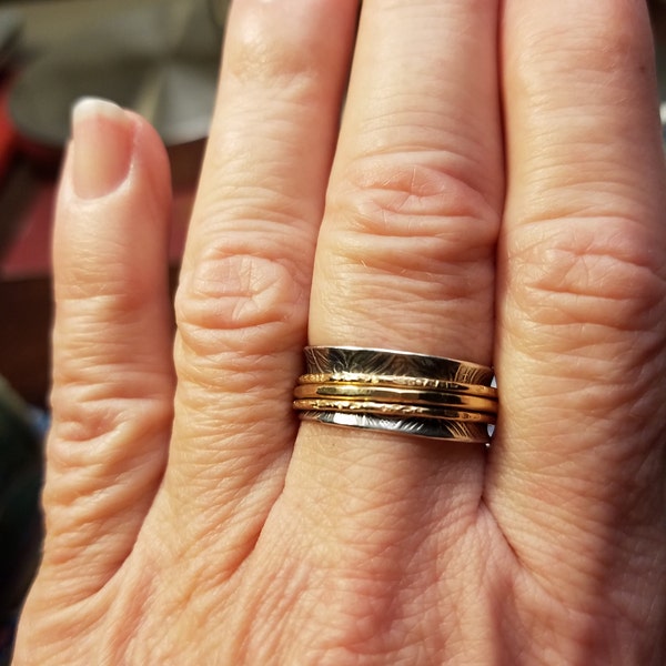 Stacking Rings, Gold and Silver Stack Rings, Square Gold Ring, Stacking ...