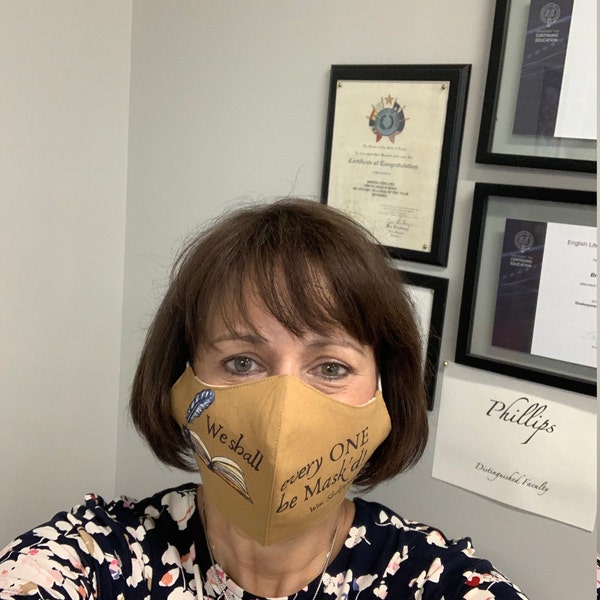 Literary Face Mask - Shakespeare - Floral - 100% Premium Cotton With ...