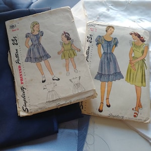 Simplicity 1981 1940's Women's Dress Vintage Sewing Partially Cut and ...