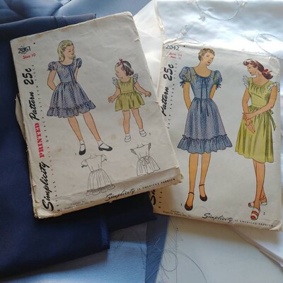 Simplicity 1981 1940's Women's Dress Vintage Sewing Partially Cut and ...