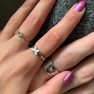 Butterfly Rings for Women Matching Rings for Couples Rings Silver ...