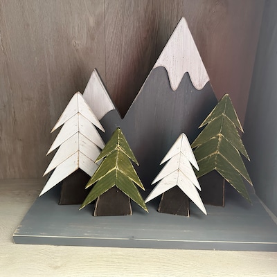 Tiny Evergreen Trees, Tiered Tray Decor, Woodland Nursery Decor, Lake ...