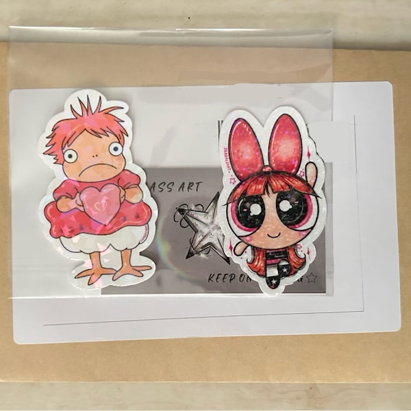 Ponyo Heart Studio Ghibli Stickers | Cute Sparkle Holographic Sticker ...