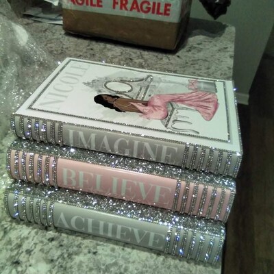 Bling Decor Glam Book Stack Custom Made Bling Books Stack of 3 Pink ...