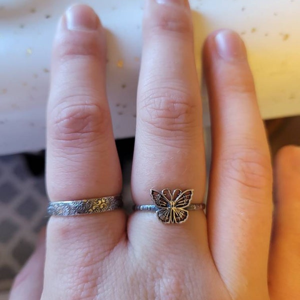 Sterling Silver Butterfly Ring Silver Dainty Stacking Ring Monarch ...
