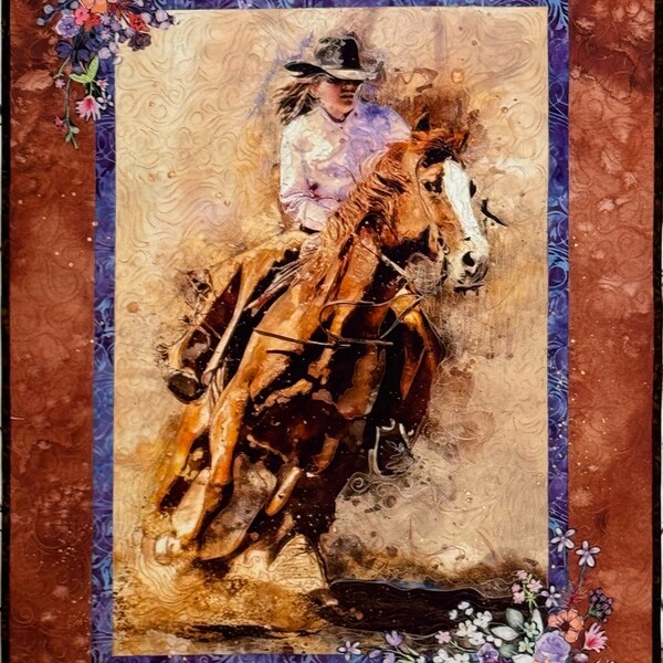 The Barrel Racer Fabric Panel, Quilt Panel, Quality Quilting Cotton ...