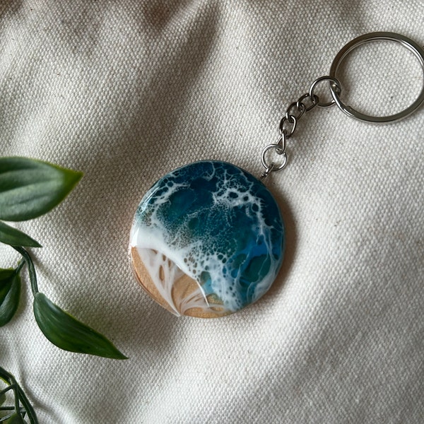 Personalized Ocean Keychain, Custom Resin Keyring, Unique Coastal ...