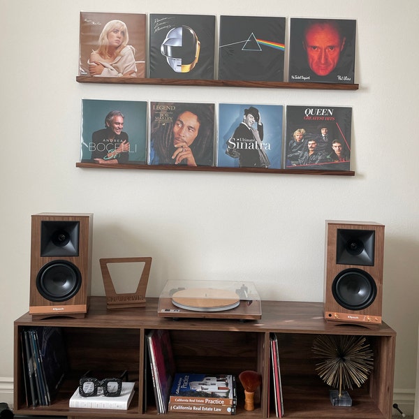 Floating Quad Record Ledge / Solid Hardwood Shelf / Vinyl Shelf / LP ...