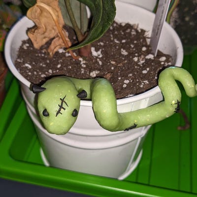 Pool Themed Flower Pot Snake Buddy Hand-crafted Clay Sculpture, Cute ...