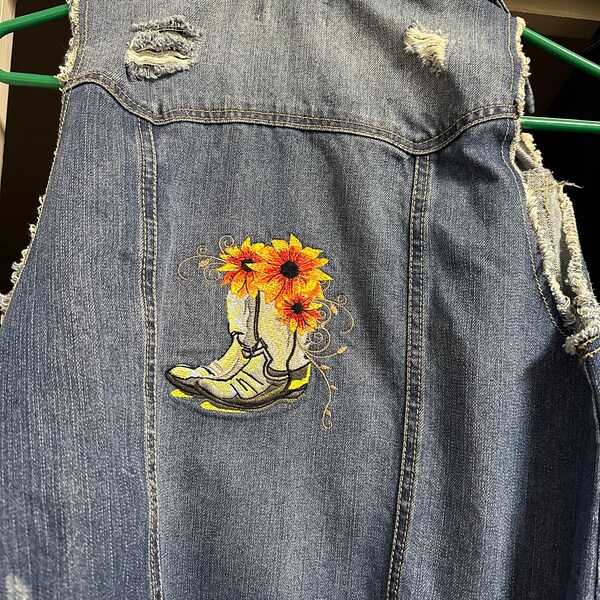Flowers in Boots Machine Embroidery Design Boots Embroidery Design ...
