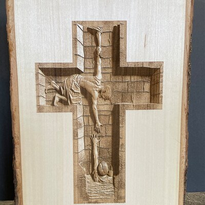 Digital Engraving File jesus Cross Well 3D Illusion File for - Etsy