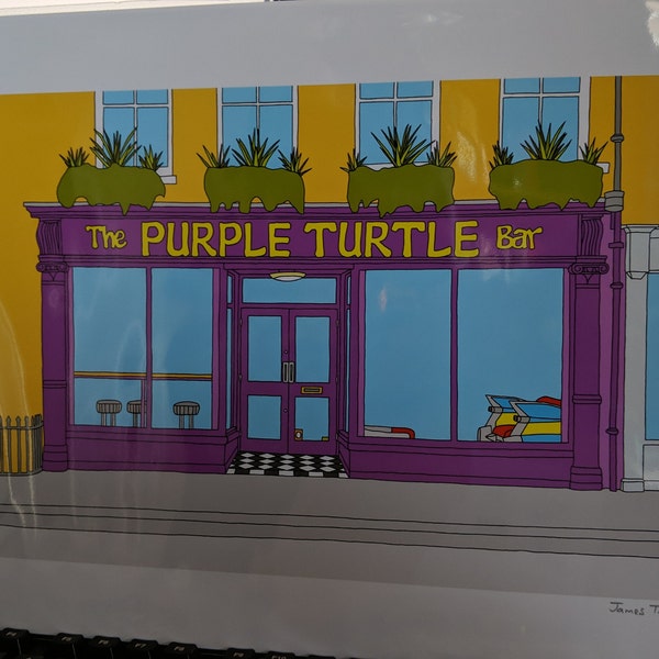 Reading Purple Turtle Art Print, Reading Illustration, Purple Turtle ...