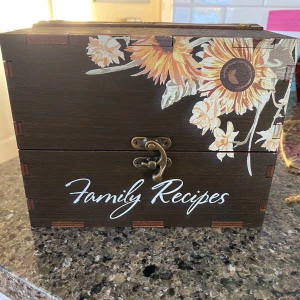 Sunflowers Recipe Card Box With 9 Recipe Dividers & 150 Recipe Cards ...
