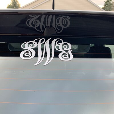 Custom Monogram Car Window Decal Vine Font Personalized Initials ...