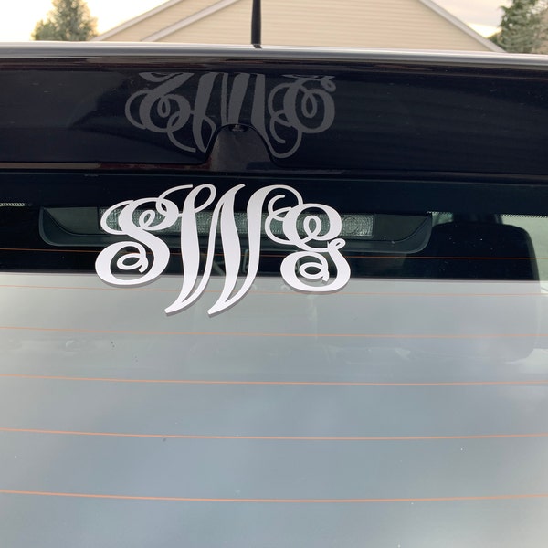 Custom Monogram Car Window Decal - Vine Font - Personalized Initials ...