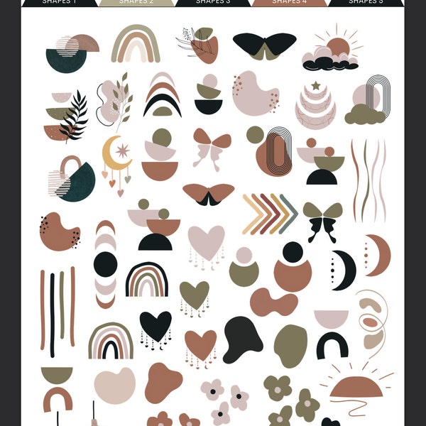 1200 Boho Chic Digital Stickers Bundle for Goodnotes, PNG Stickers, Pre ...